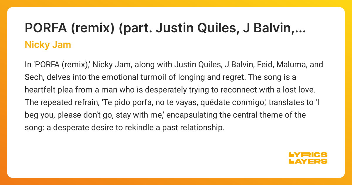 PORFA (remix) (part. Justin Quiles, J Balvin, Feid, Maluma y Sech ...