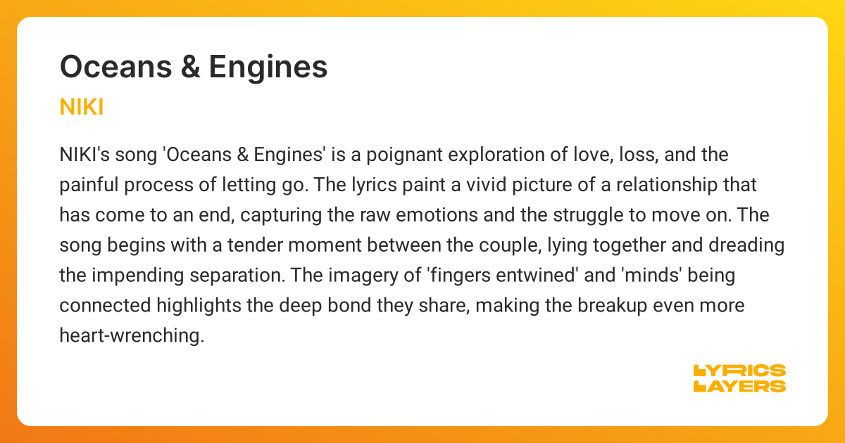Meaning of OCEANS & ENGINES (NIKI)