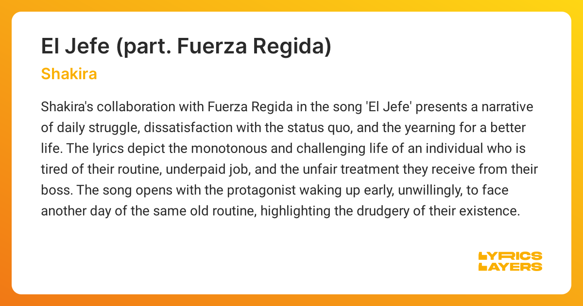 EL JEFE (PART. FUERZA REGIDA): traduction française de Shakira