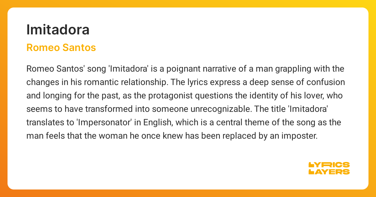 IMITADORA (Lyrics in English) - Romeo Santos